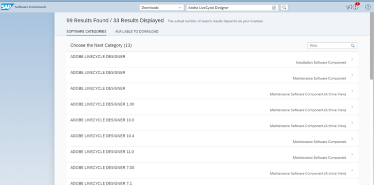 Adobe LiveCycle Designer bei der SAP downloaden